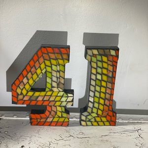 handcrafted | Wall Decor | Stained Glass Mosaic House Number 4 ...